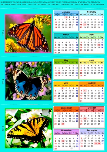 Beautiful Butterflies 2025 Triangular Desk Calendar - CUP1330808_601 ...