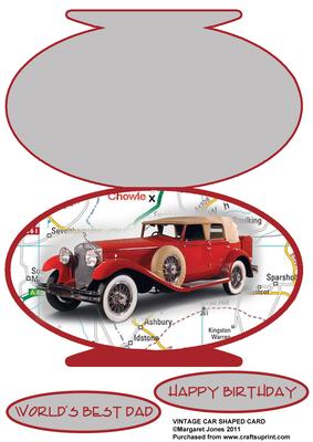 Vintage Car Oval Shaped Card for Dad - CUP199246_601 | Craftsuprint