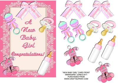 New Baby Girl Quick Card Front with Decoupage - CUP203912_601 ...