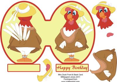 Mrs. Cluck Front & Back Birthday Card - CUP217993_601 | Craftsuprint