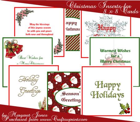 Christmas Inserts for 8 x 8 Cards - CUP245889_601 | Craftsuprint