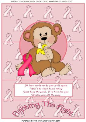 Breast Cancer Monkey Zigzag Card - CUP298051_601 | Craftsuprint