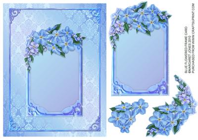 Blue Floral Frame Card - Any Occasion - CUP320269_601 | Craftsuprint