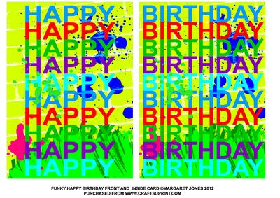 Funky Birthday Card Front and Inside - CUP322728_601 | Craftsuprint