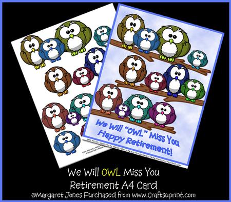 We Will Owl Miss You Retirement A4 Card - CUP399089_601 | Craftsuprint