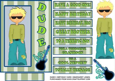 Dude 4 - Teen Boy Card - CUP420273_601 | Craftsuprint