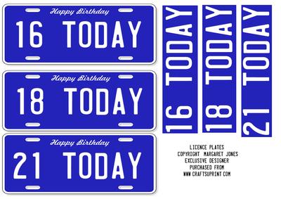Birthday Licence Plates 16, 18, 21 - CUP492423_601 | Craftsuprint