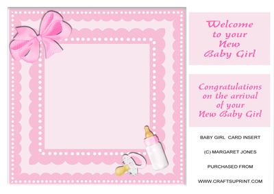 Insert for New Baby Girl 8 x 8 Card - CUP524239_601 | Craftsuprint