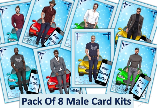 Male Cards Pack of Eight to Make JPEGs and PDF - CUP1185126_120789 ...