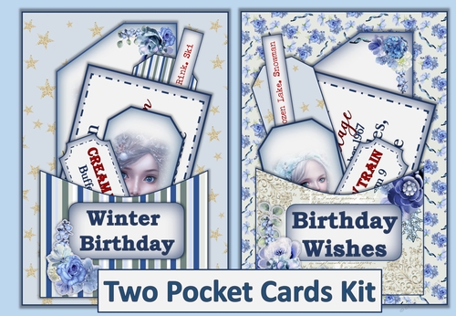 Winter Birthdays Pockets Cards Pack of Two with inserts and envelopes ...