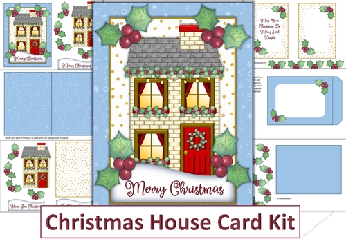 Christmas House Card Making Kit with inserts and envelope JPEGS and PDF ...