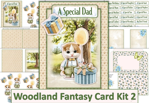 Woodland Fantasy Card Kit 2. 18 sentiments, Card base, inserts ...