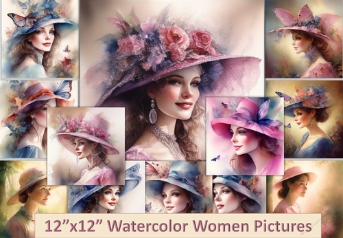 12x12 Watercolour Women Backgrounds. Commercial use. Design resources ...