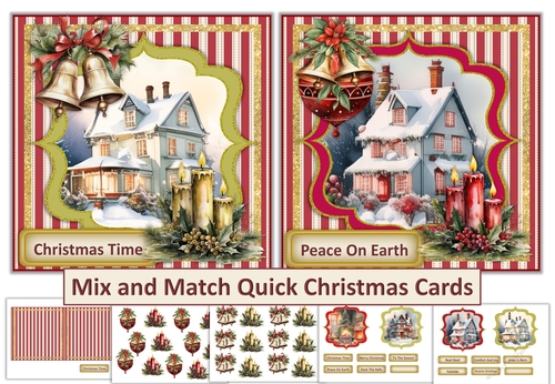 Christmas Mix and Match cards. 4 to make 5x5 JPEG and PDF - CUP1249370 ...
