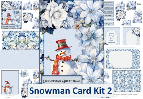 Christmas Snowman Card 2. With inserts and envelope JPEG and PDF ...