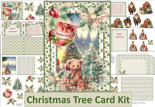 Christmas Tree Card Kit with decoupage, inserts and envelope ...