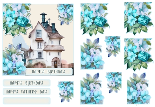 Fathers Day, Birthday Quick Cottage Card Front with decoupage and ...