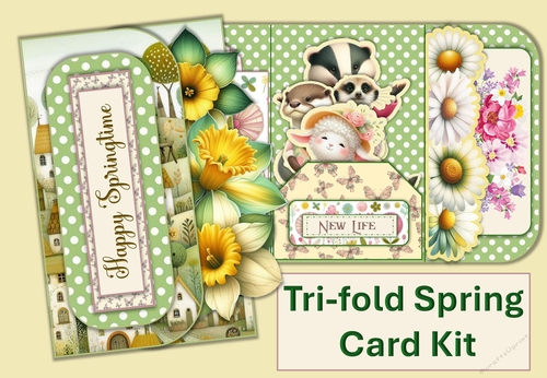 Spring Easter Tri-Fold Card Kit with inside pockets JPEGS and PDF ...