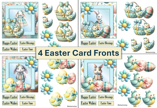 4 Easter Card Fronts with decoupage and sentiments 5 x 5 - CUP1291199 ...