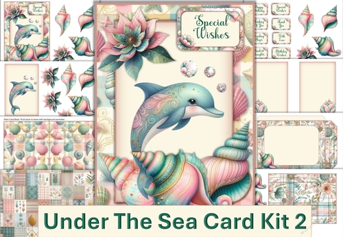 Dolphin Card Kit with inserts, decoupage, card base and envelope ...