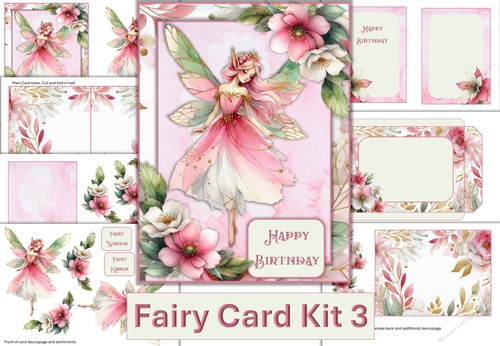 Fairy Card Kit 3 with envelope, inserts and decoupage JPEG and PDF ...