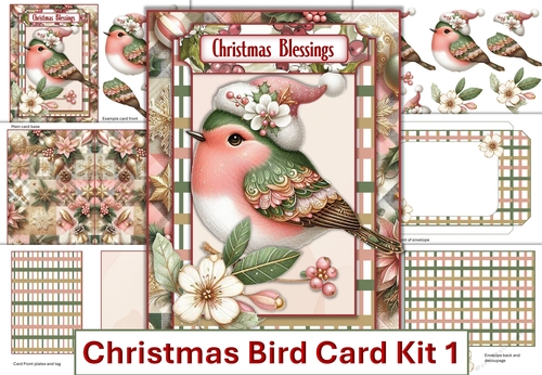 Christmas Bird Card Making Kit JPEGS and PDF with envelope - CUP1316851 ...