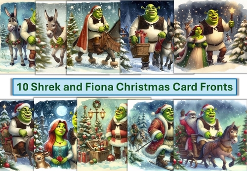10 Shrek and Fiona Christmas Card Fronts 6 x 6 JPEG - CUP1347661_120789 ...