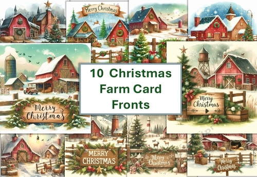 10 8x8 Christmas Farm card fronts JPEG format - CUP1348734_120789 ...