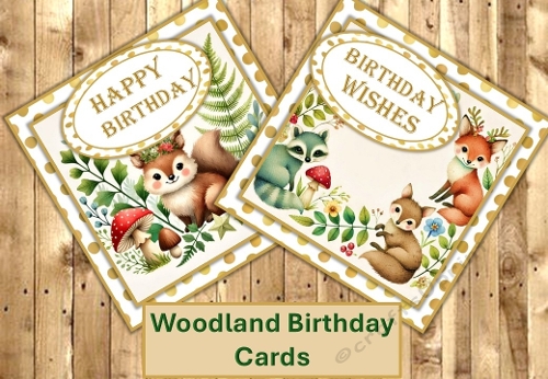 Childrens Woodland Birthday cards. Pack of two with envelope JPEGS ...