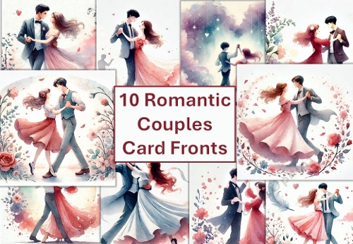 10 Romantic Couples Valentine Card Fronts 8x8 inches JPEG - CUP1356432 ...