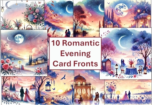 10 Romantic Evening Valentine Card Fronts 8x8 inches JPEG - CUP1356434 ...