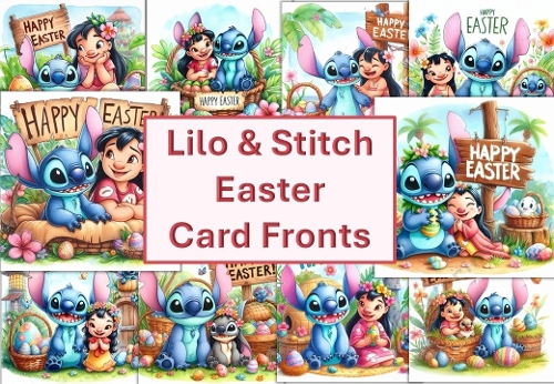 10 Lilo and Stitch Happy Easter Card Fronts 8 x 8 - CUP1367175_120789 ...