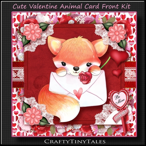 Valentine Animal FOX Card Front Kit - CUP1021078_1784 | Craftsuprint
