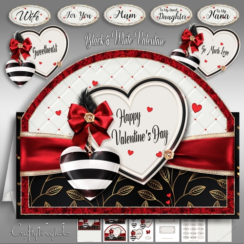 Black & White Valentine Tent Card - CUP1092246_1784 | Craftsuprint