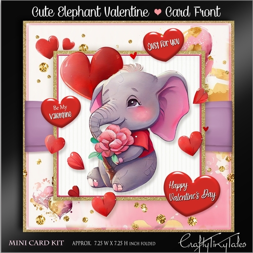 Cute Elephant Valentine Card Front-2 - CUP1190224_1784 | Craftsuprint