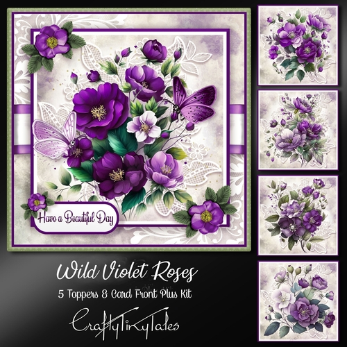 Wild Violet Roses Card Front Kit - CUP1203780_1784 | Craftsuprint