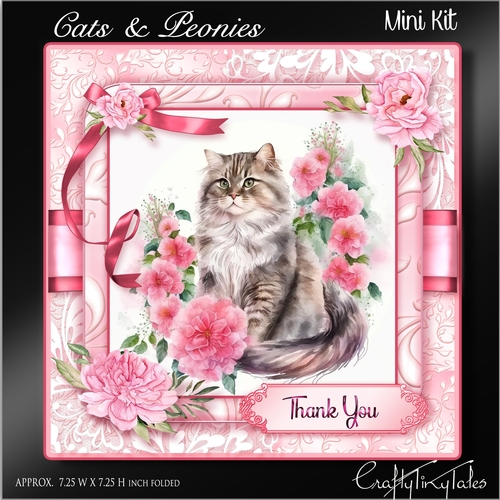 Peonies & Cats Card Front Kit-7 - CUP1204230_1784 | Craftsuprint