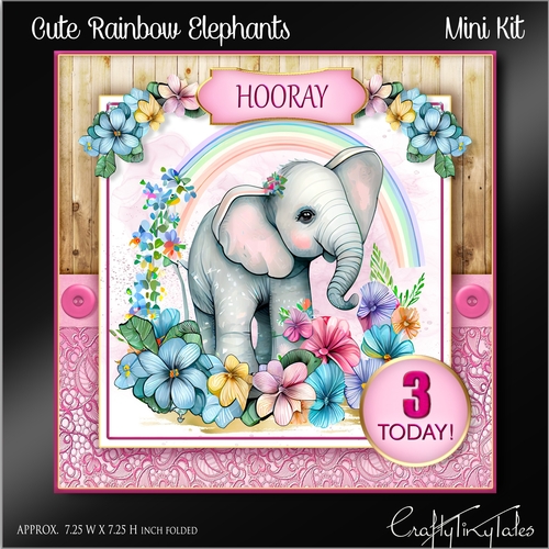 Cute Rainbow Elephants Kit-3 - CUP1208147_1784 | Craftsuprint