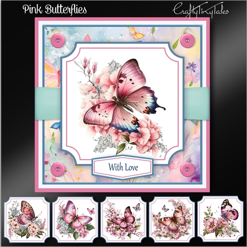 Pink Butterflies Topper Card Kit - CUP1212614_1784 | Craftsuprint