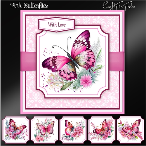 Pink Butterflies Card Topper Series Two - CUP1212736_1784 | Craftsuprint