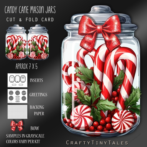 Candy Cane Mason Jars Kit-2 - CUP1261100_1784 | Craftsuprint