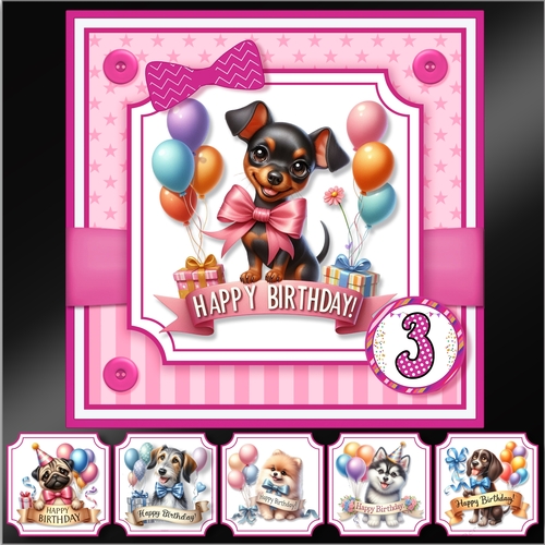 Happy Birthday Puppies Card and Toppers Pink-Set - CUP1299799_1784 ...