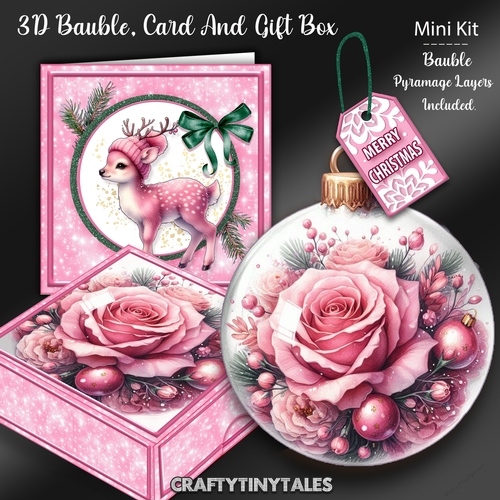 Pink Christmas Bauble Card And Box Kit-2 - CUP1346946_1784 | Craftsuprint