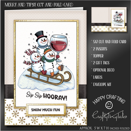 Merry and Tipsy Cut and Fold Card Kit-3 - CUP1351001_1784 | Craftsuprint