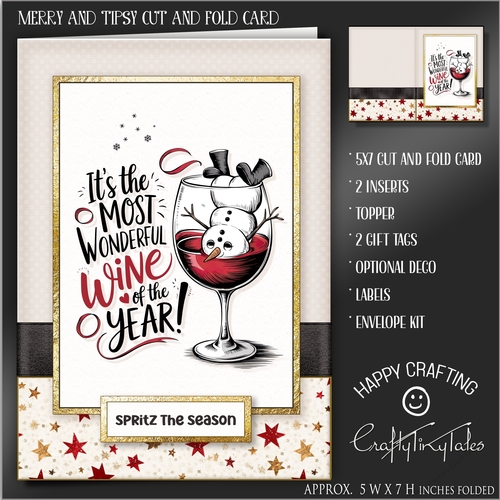 Merry and Tipsy Cut and Fold Card Kit-4 - CUP1351002_1784 | Craftsuprint