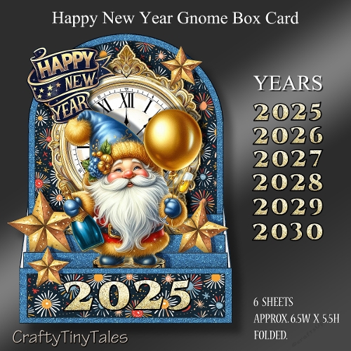 Happy New Year Gnome Box Card-Blue - CUP1355622_1784 | Craftsuprint