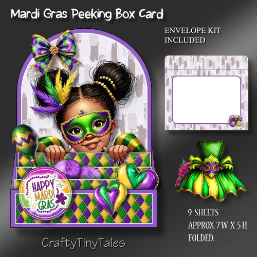 Mardi Gras Peeking Box Card Kit - CUP1358193_1784 | Craftsuprint