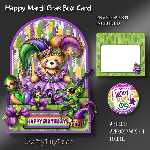 Happy Mardi Gras Box Card Kit-2 - CUP1358903_1784 | Craftsuprint