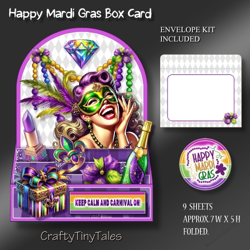Happy Mardi Gras Box Card Kit-3 - CUP1358905_1784 | Craftsuprint