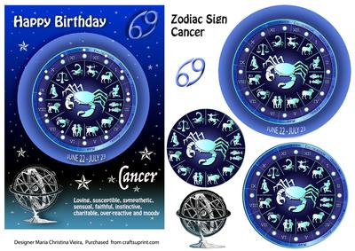 Zodiac Sign Cancer Deep Blue - CUP522884_1784 | Craftsuprint